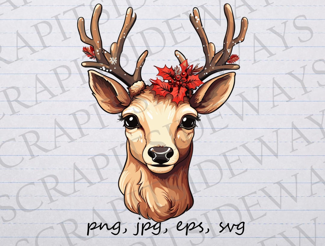 Christmas Deer Clipart Clip Art Vector Graphic Svg Png Jpg Eps T-shirt ...