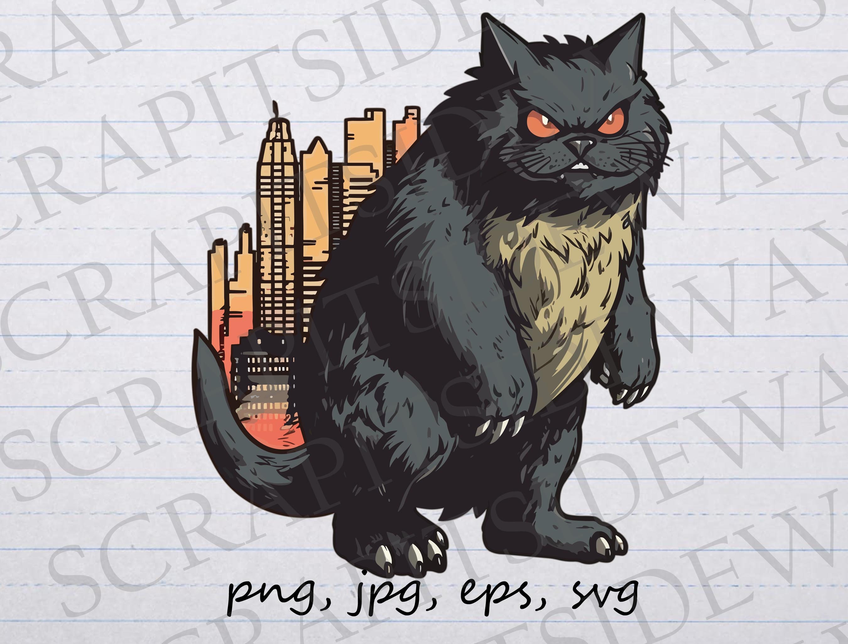 Cat Kaiju Clipart Vector Graphic Svg Png Jpg Eps Japanese - Etsy