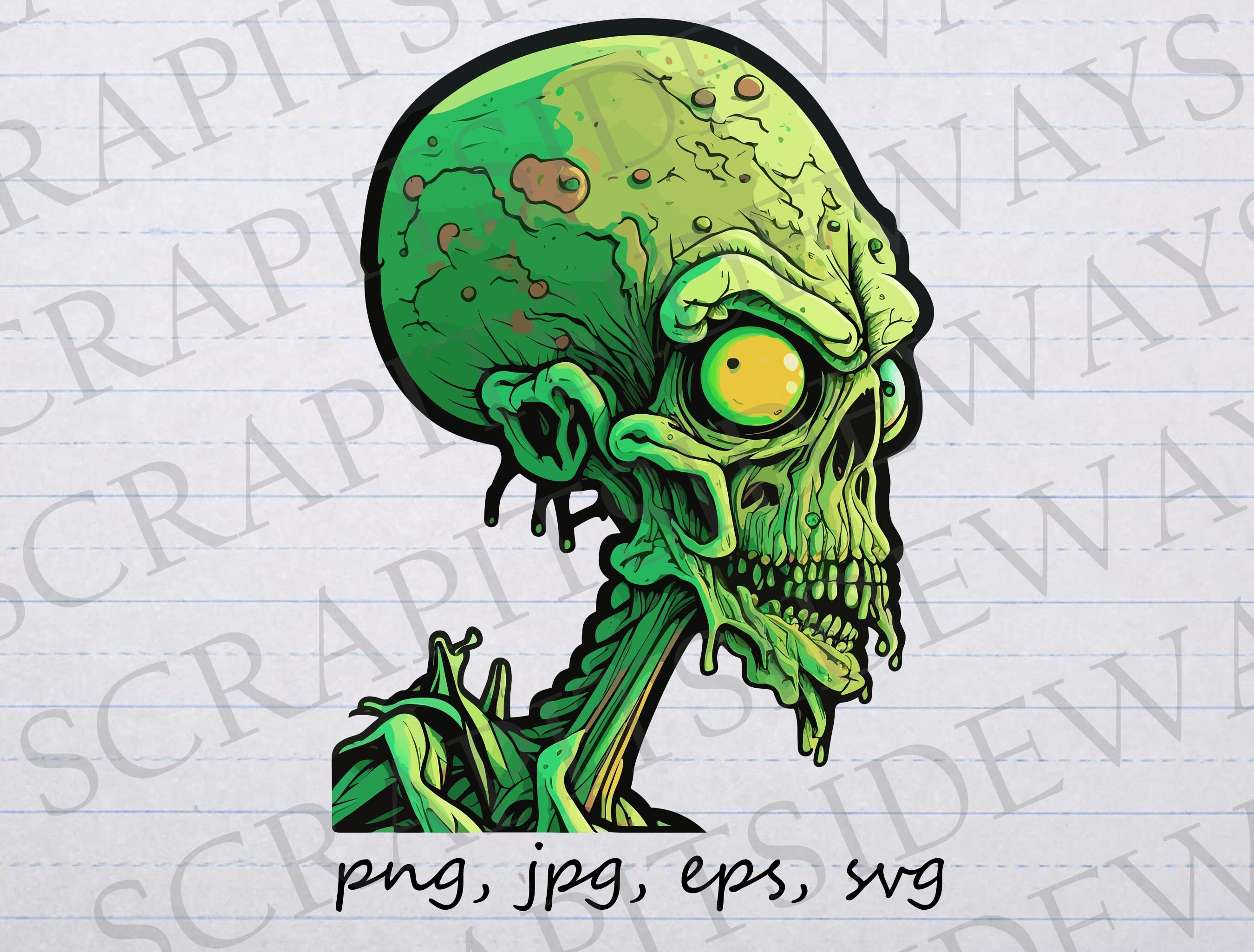 Alien Zombie Clipart Vector Graphic Svg Png Jpg Eps Sticker Design T ...