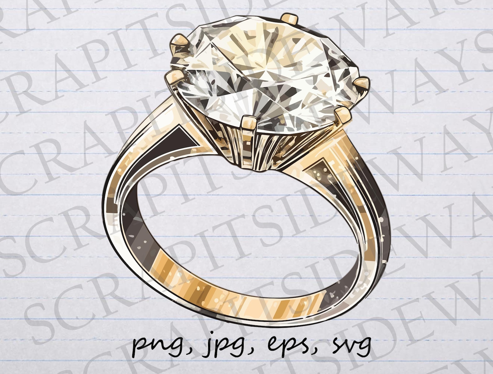 Diamond Engagement Ring Clipart Vector Graphic Svg Png Jpg Eps - Etsy