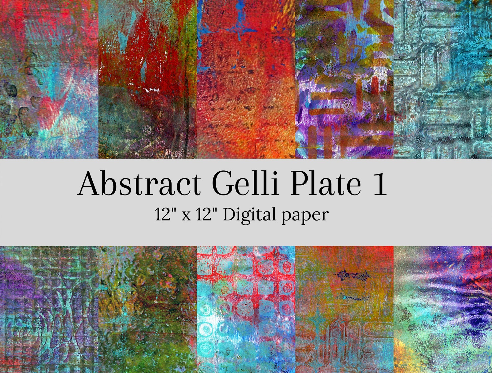 Abstract Gelli Plate Digital Paper Set of 10 Digital Download ...