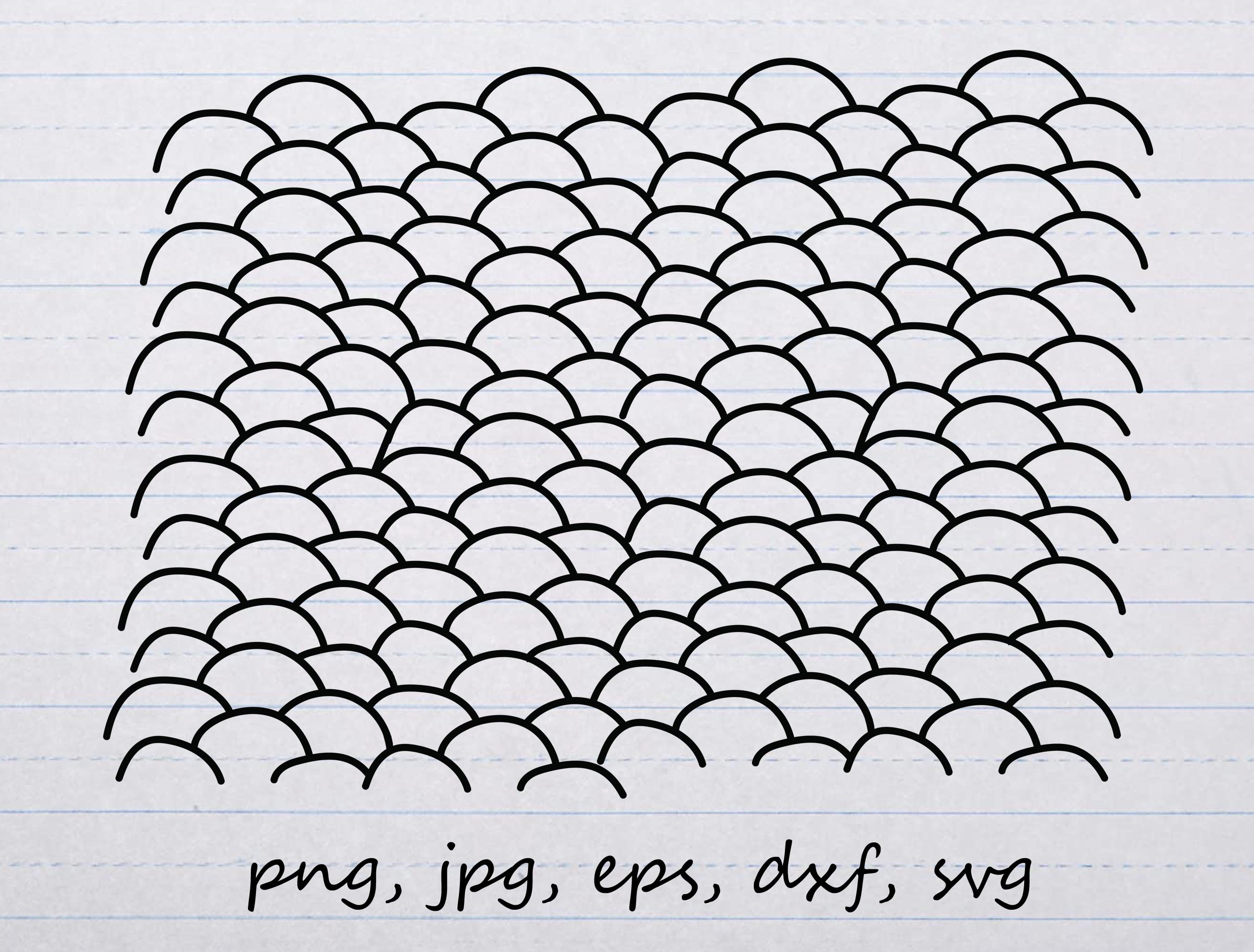 Mermaid Scales Fish Dinosaur Dragon Silhouette Outline Clipart - Etsy