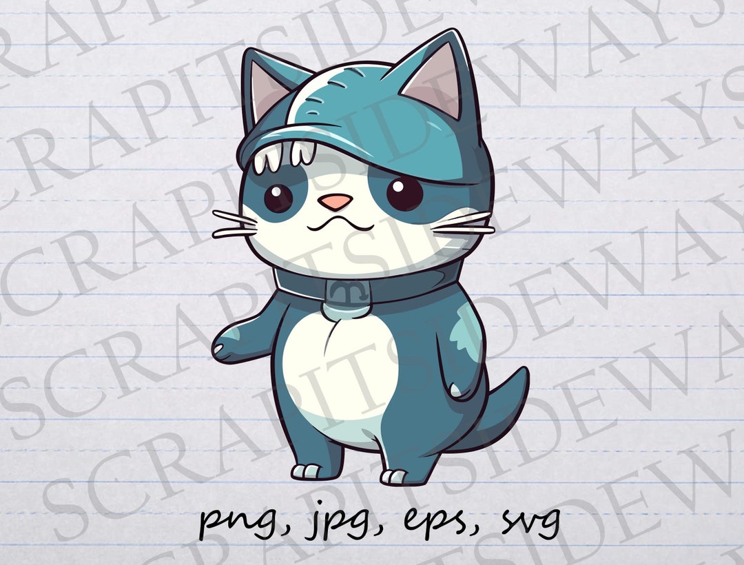 Shark Cat Clipart Vector Graphic Svg Png Jpg Eps Cute Cat Dressed as a ...