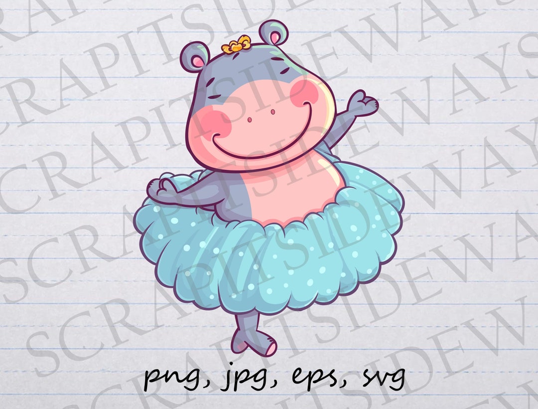 Hippo Ballerina Clipart Vector Graphic Svg Png Jpg Eps Sticker Design T ...