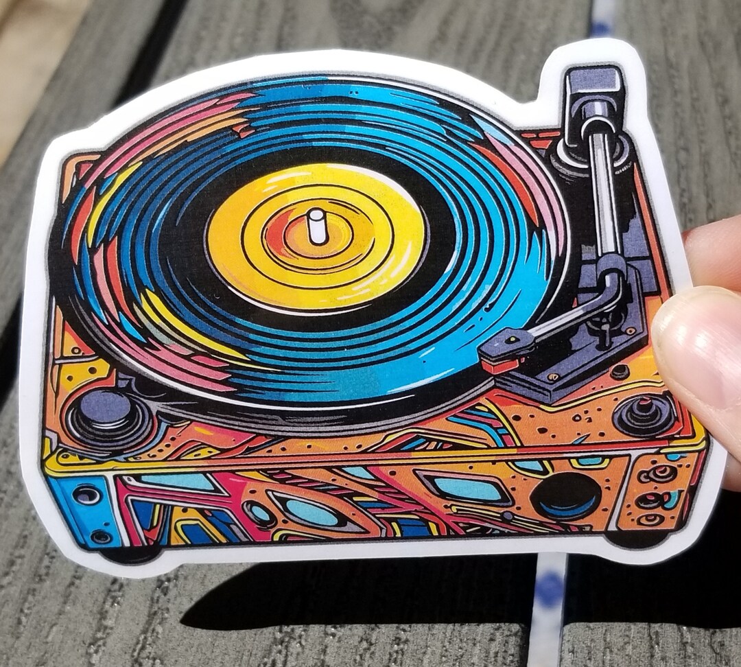 Colorful Record Player Vinyl Sticker 4 Inches, Water Resistant Decal ...