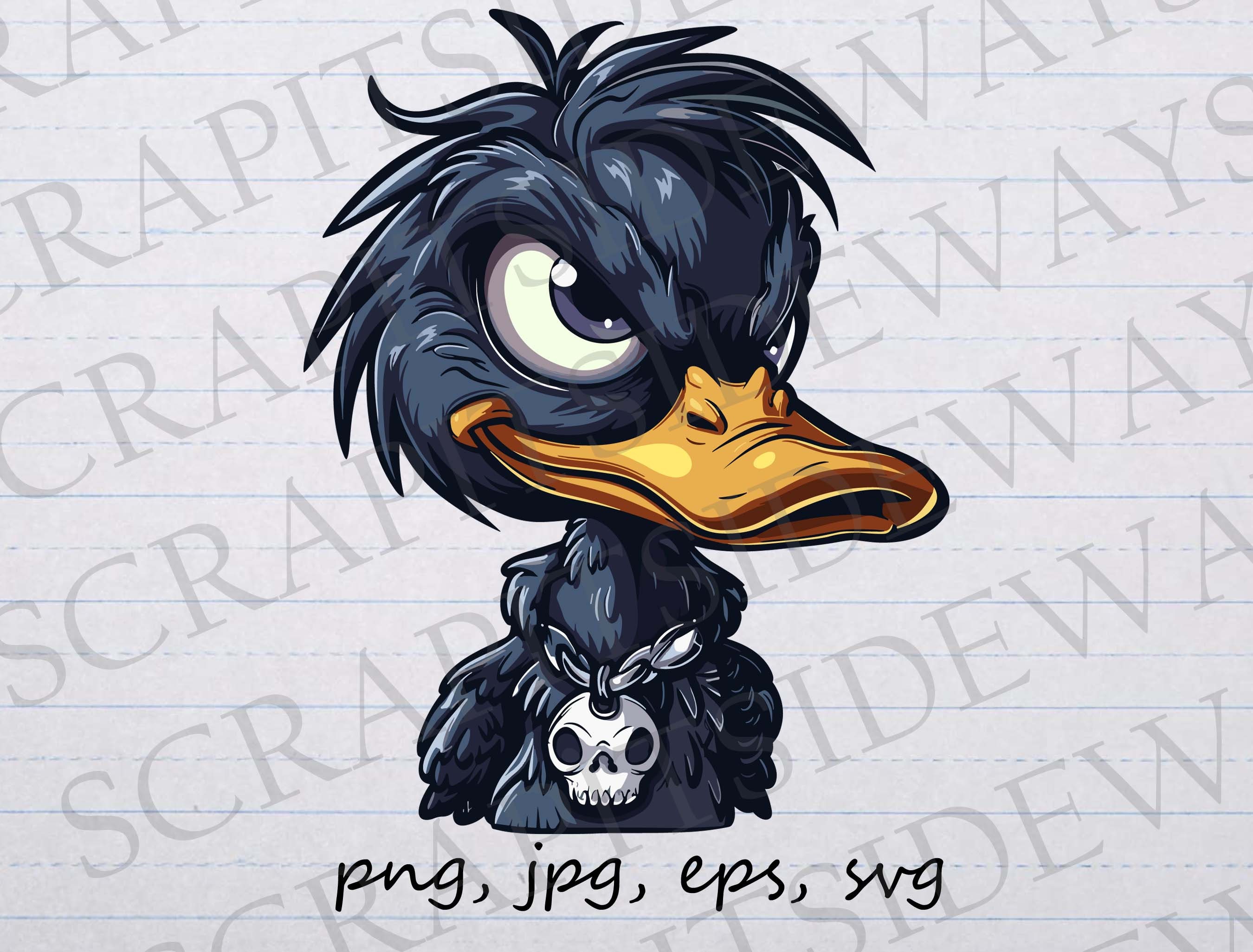 Gothic Duck Clip Art Clipart Vector Graphic Svg Png Jpg, Goth Duck ...