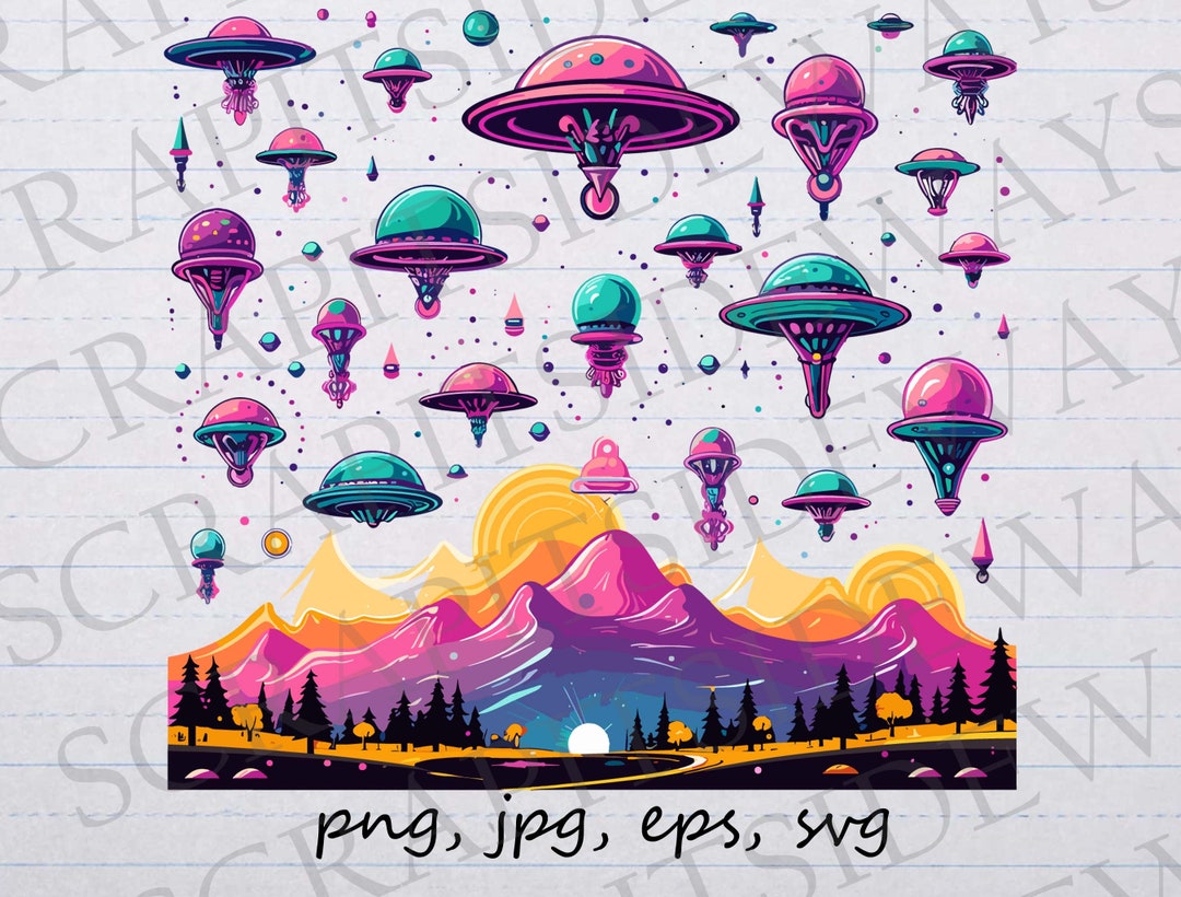 Pastel Alien Invasion Clip Art Clipart Vector Graphic Svg Png Jpg Eps ...