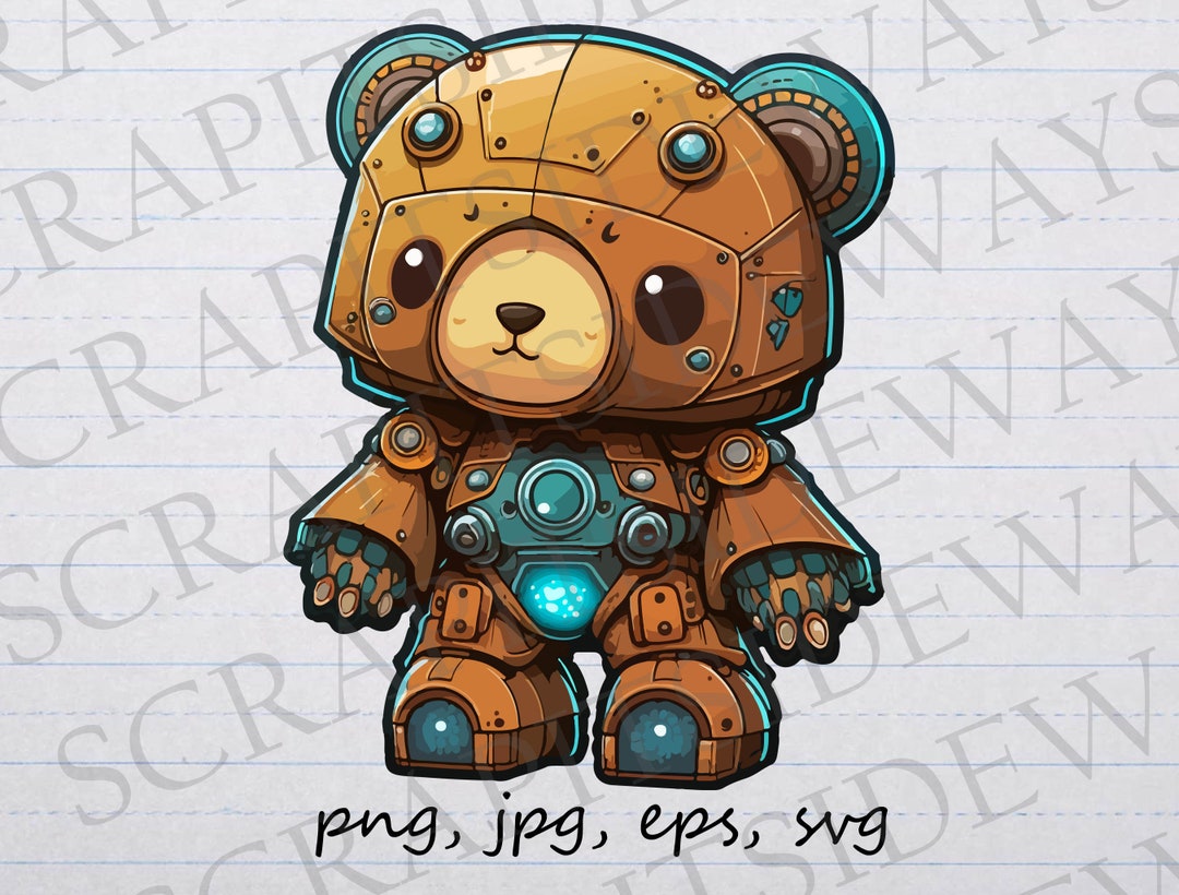 Robot Teddy Bear 2 Clipart Vector Graphic Svg Png Jpg Eps Sci Fi Bear ...