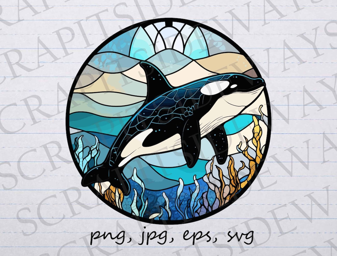 Stained Glass Orca Clip Art Clipart Vector Graphic Svg Png Jpg Eps ...