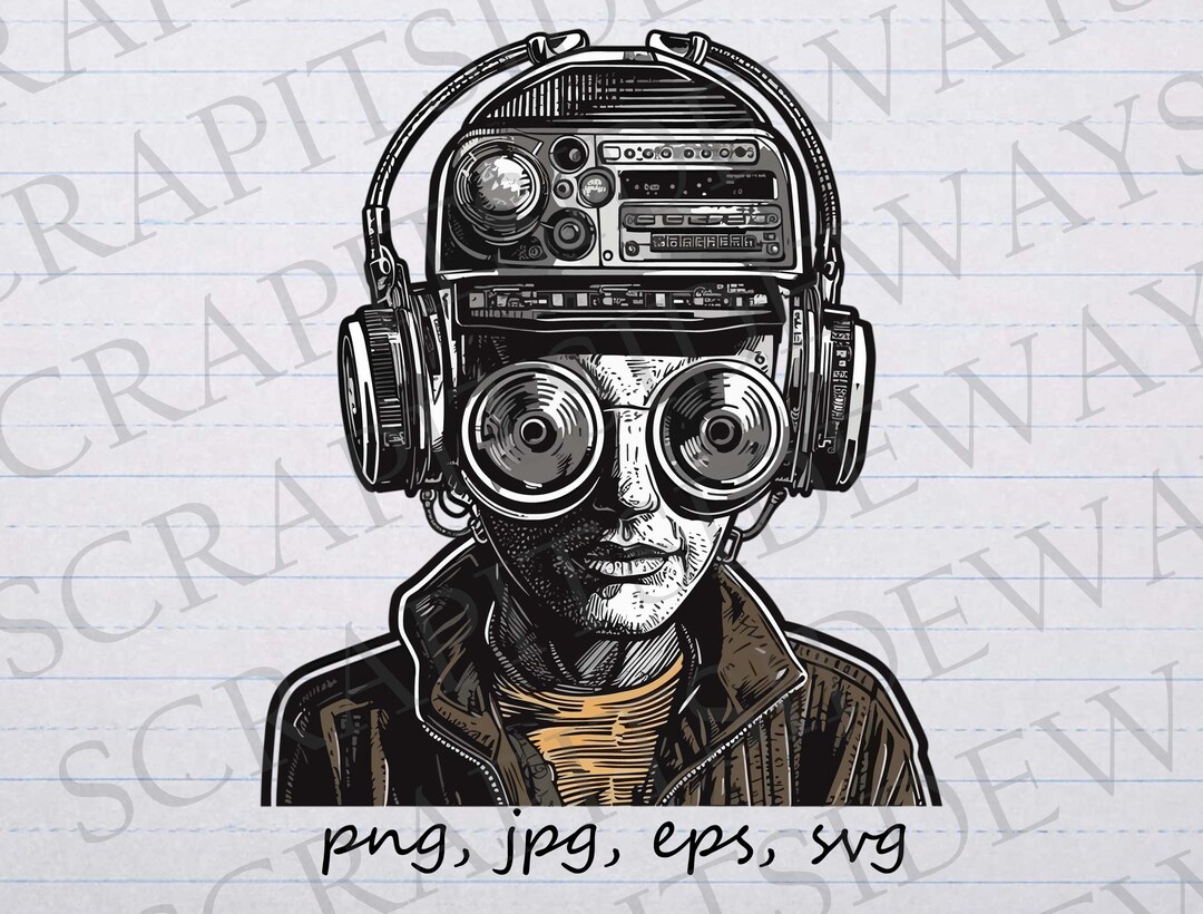 Radio Head Man Clipart Vector Graphic Svg Png Jpg Eps, Headphones ...