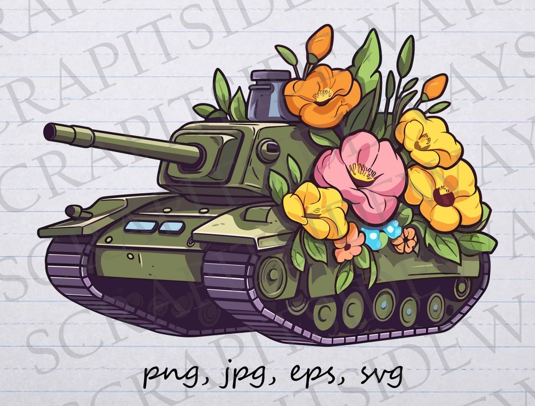 Tank With Flowers Clip Art Clipart Vector Graphic Svg Png Jpg Eps ...
