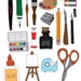 Set of 16 Art Supplies Clipart Doodle Hand Drawn Digital Images ...