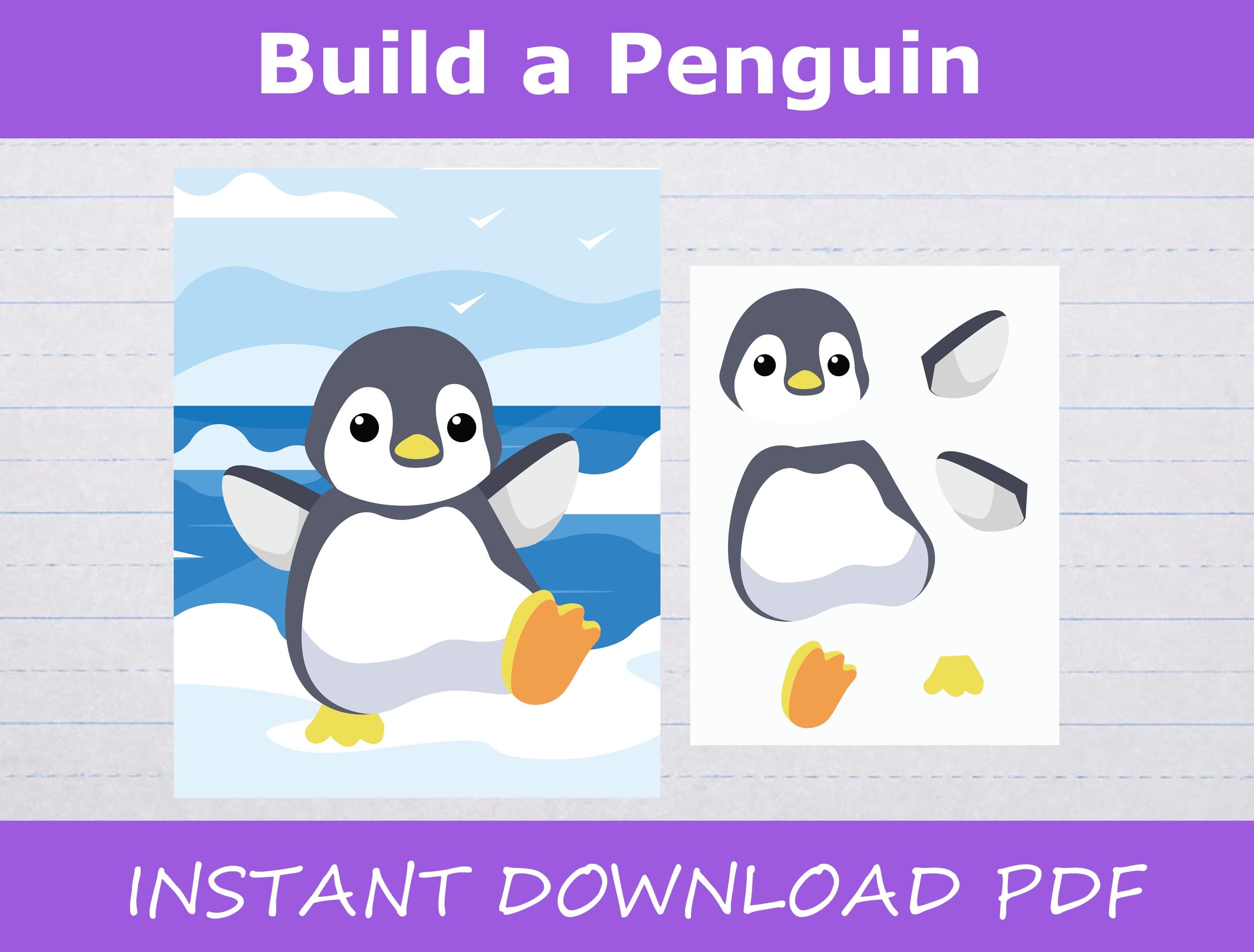 Build a Penguin Kids Printable Craft Instant Download Activity Page Cut ...