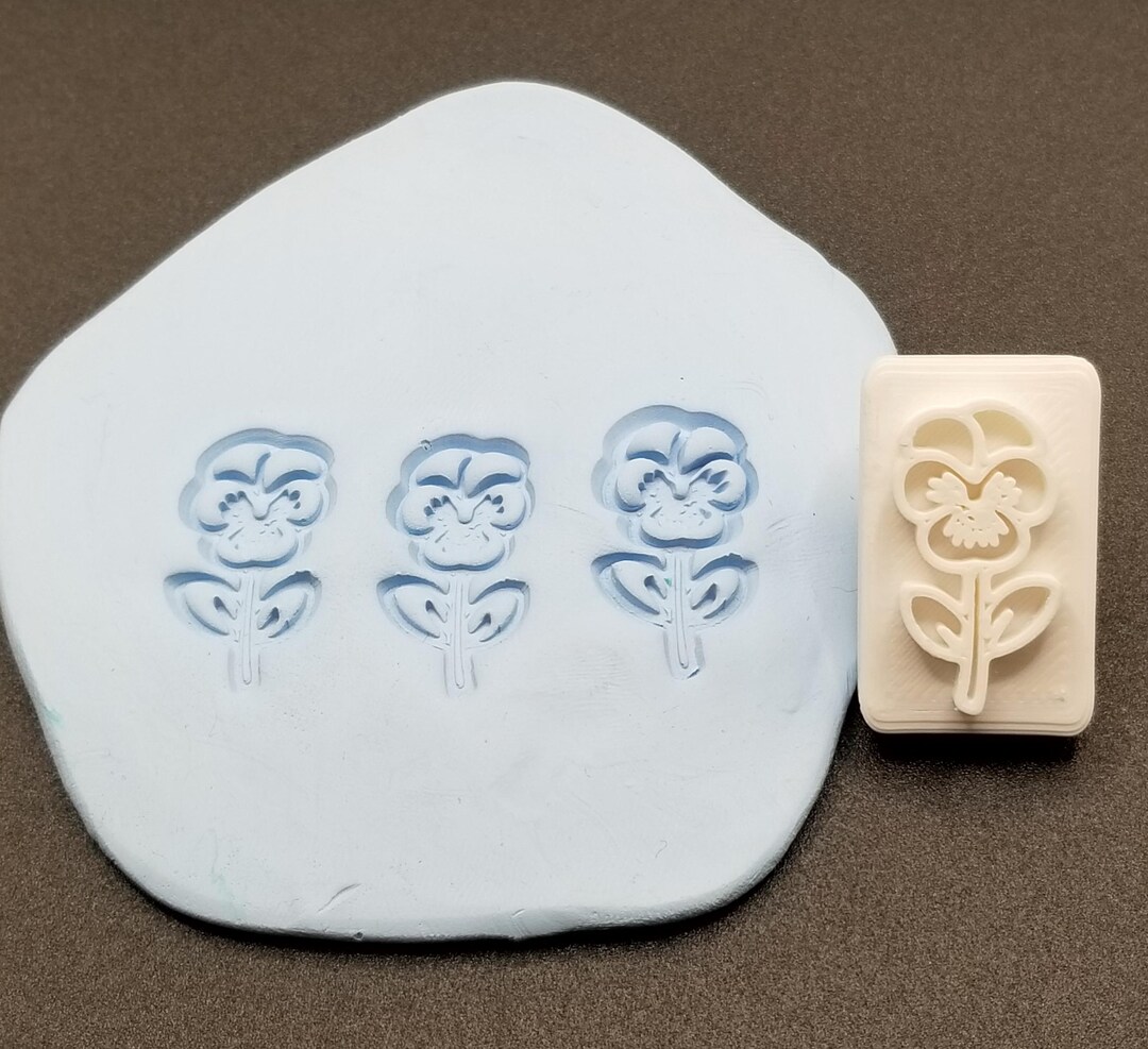 Pansy Flower Mini Clay Stamp, Polymer Clay Stamp, Clay Embosser, Clay ...