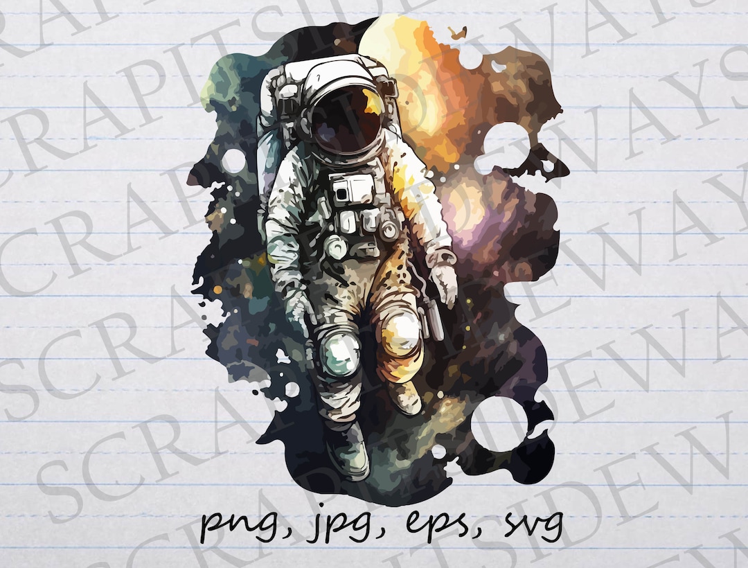 Astronaut in Galaxy Clipart Vector Graphic Svg Png Jpg Eps Outer Space ...
