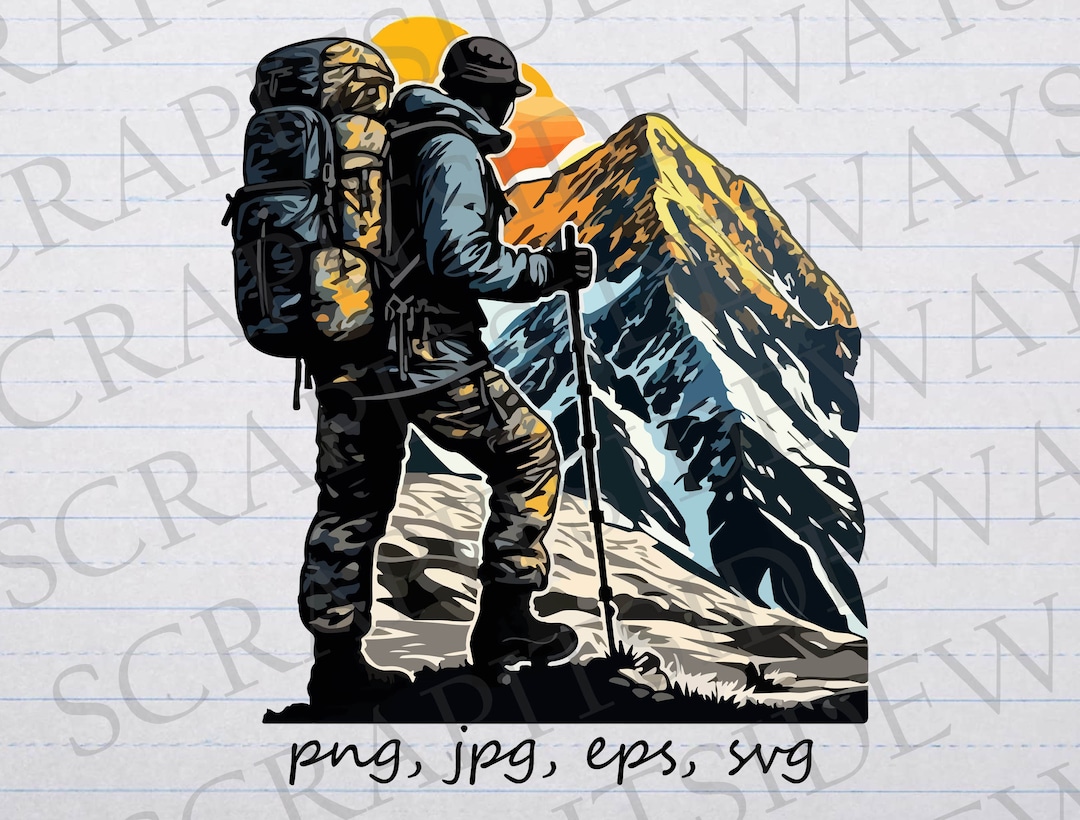 Mountaineer Clipart Vector Graphic Svg Png Jpg Eps Man Climbing ...
