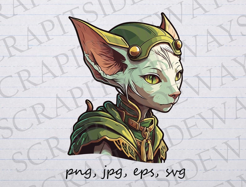 Cat Elf Clipart Vector Graphic Svg Png Jpg Eps Fantasy - Etsy