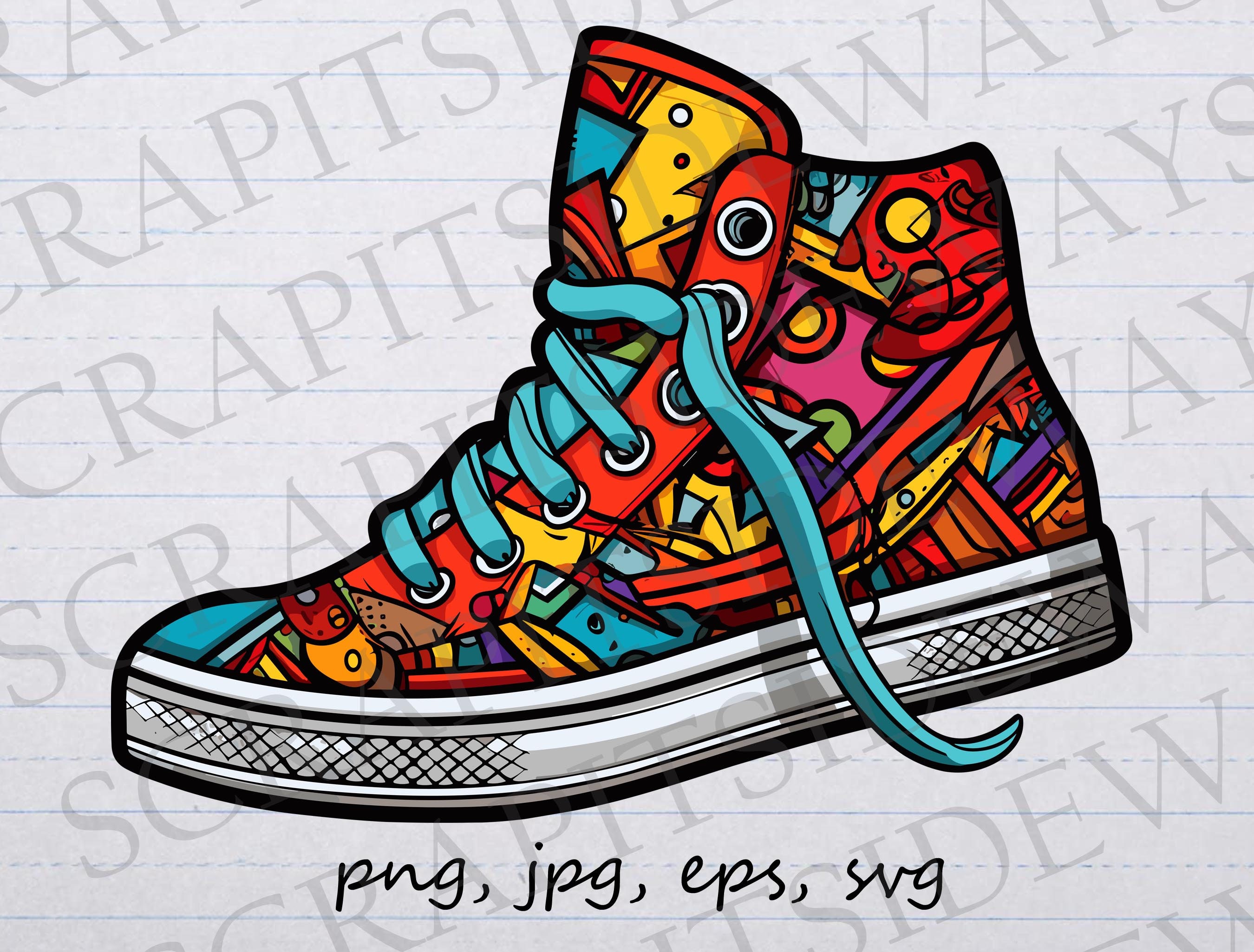 Colorful Sneaker Clipart Vector Graphic Svg Png Jpg Eps Shoe - Etsy