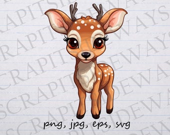 Cute Baby Deer Fawn SVG | Adorable Deer Clip Art Vector | PNG Graphic ...