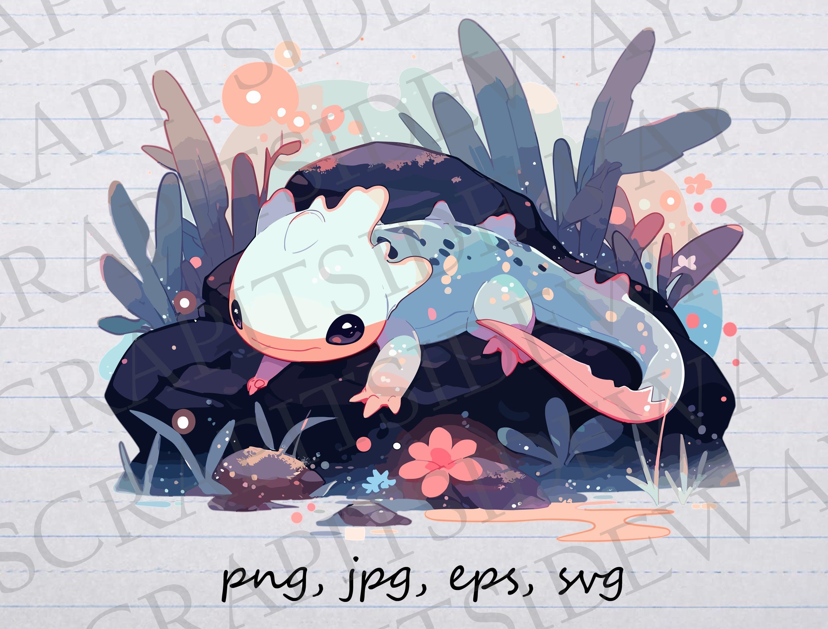 Anime Axolotl Clipart Vector Graphic Svg Png Jpg Eps Sea Creature Cute ...