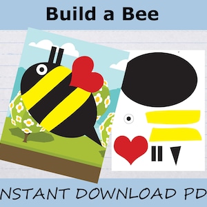Build a Bee Kids Printable Craft Instant Download Activity Page Cut and ...