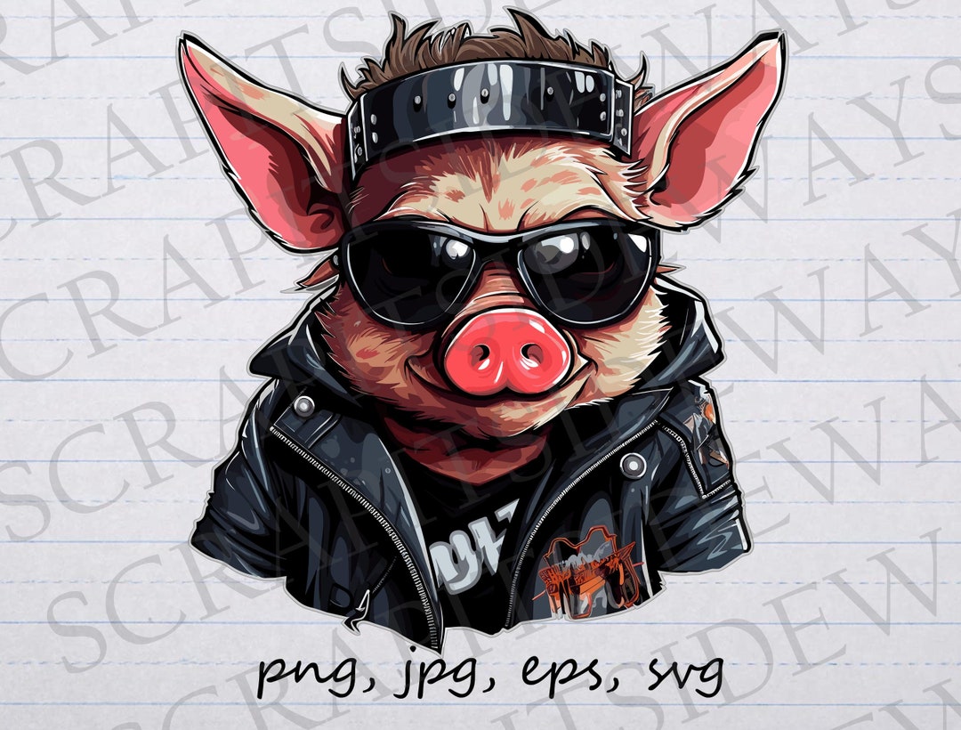 Biker Pig Clipart Vector Graphic Svg Png Jpg Eps Cute Hog on a Hog ...