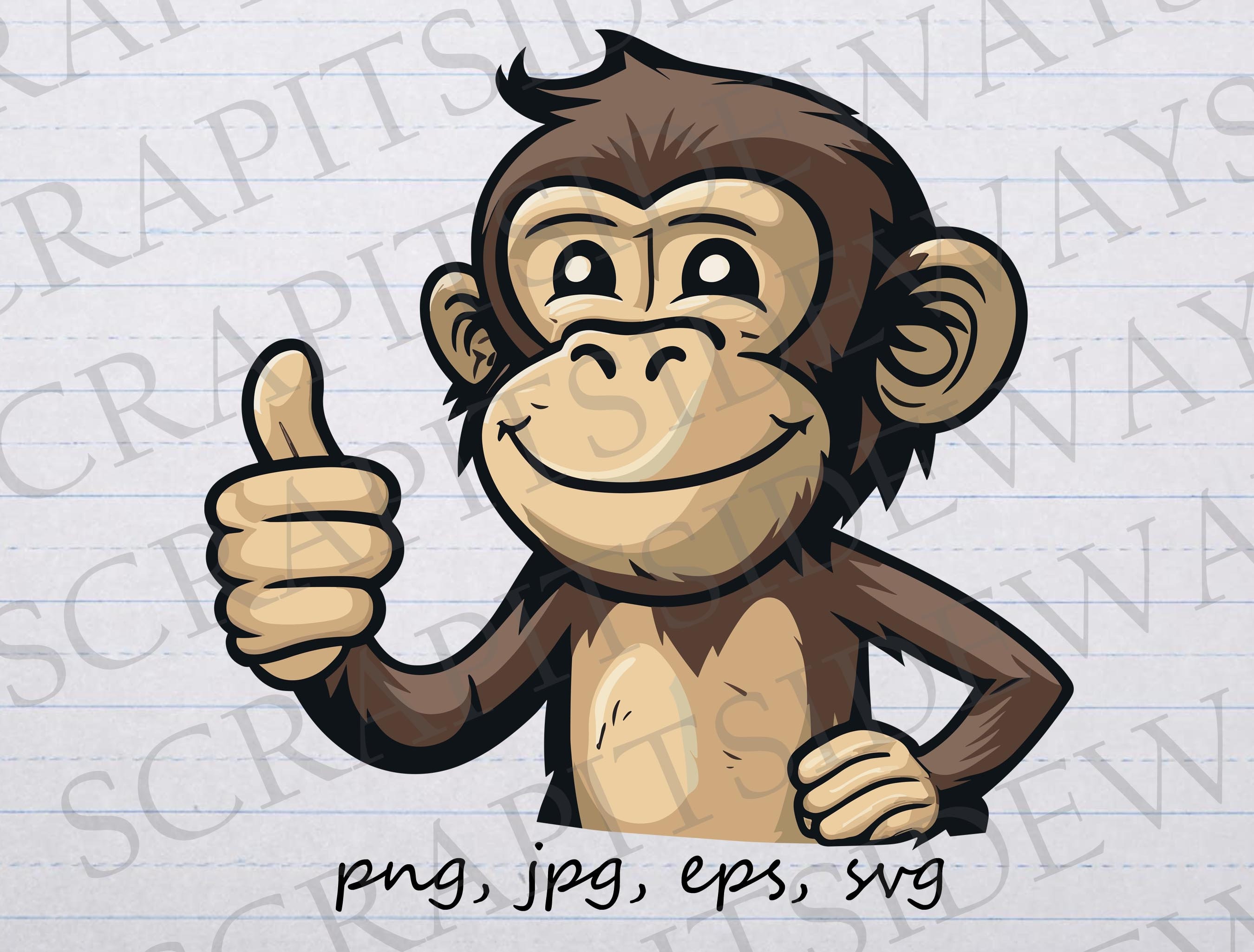 Thumbs up Monkey Clipart Vector Graphic Svg Png Jpg Eps Chimp - Etsy Canada