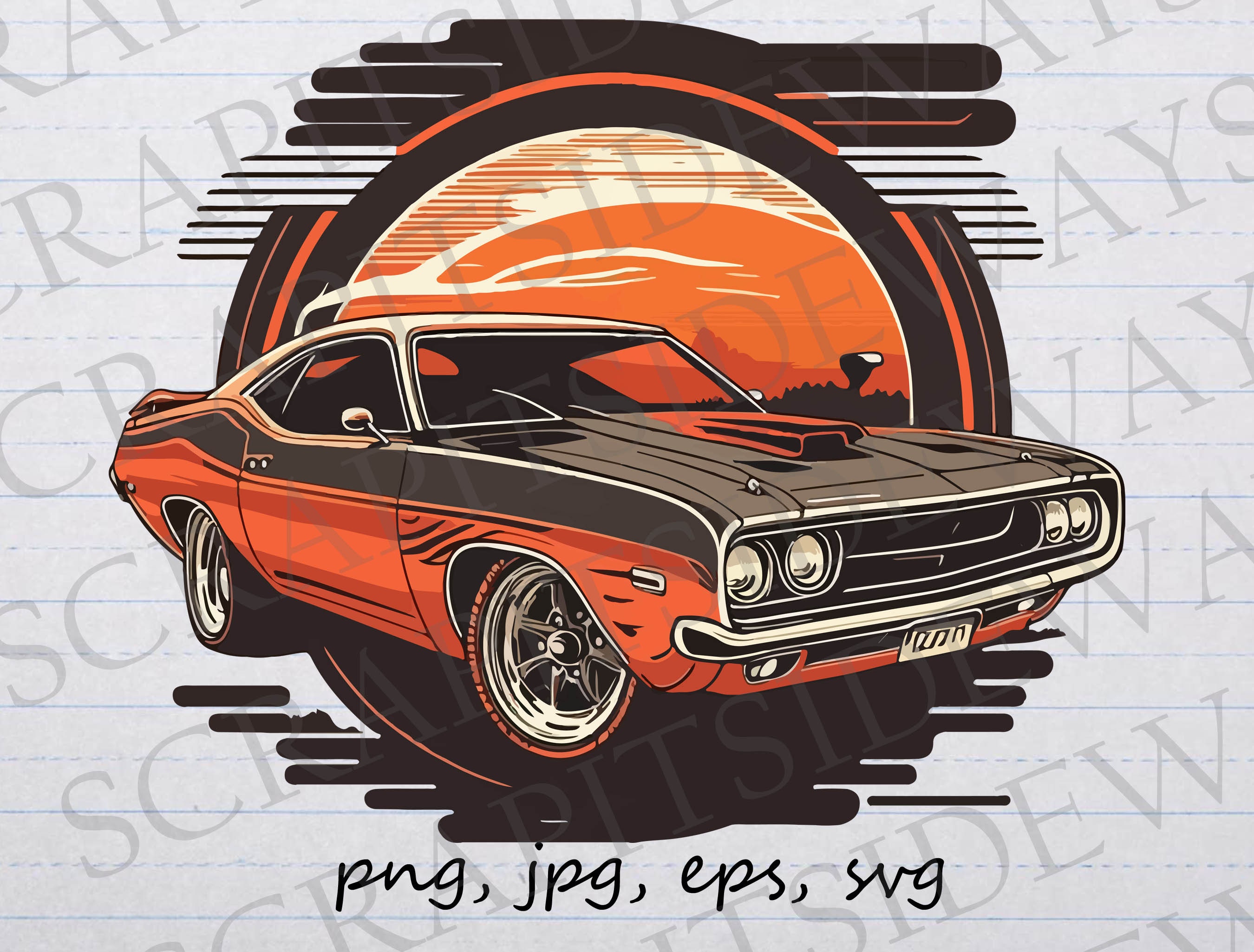 Retro Muscle Car Clipart Vector Graphic Svg Png Jpg Eps - Etsy Canada