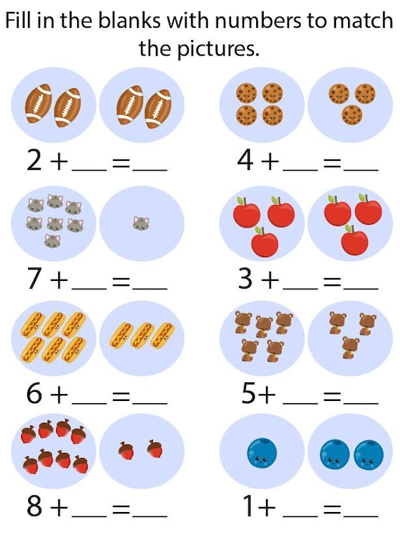 Addition Worksheets Printable Instant Download Educational | Etsy