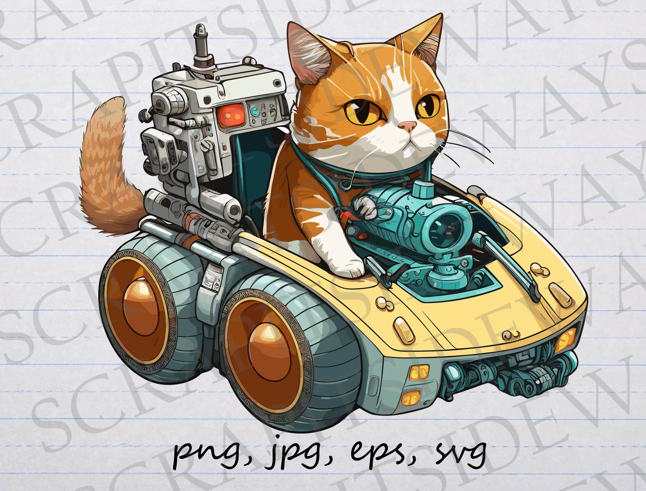 Cat War Machine Clipart Vector Graphic Svg Png Jpg Eps Battle - Etsy