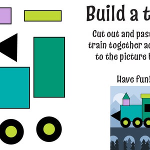 Build a Train Kids Printable Craft Instant Download Activity Page Cut ...