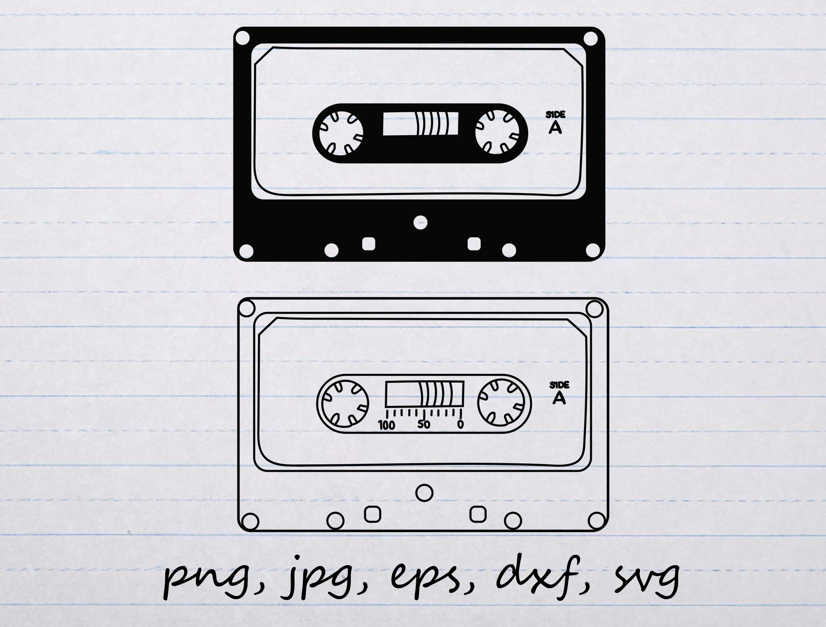 Cassette Tapes Silhouette Outline Clipart Vector Graphic - Etsy