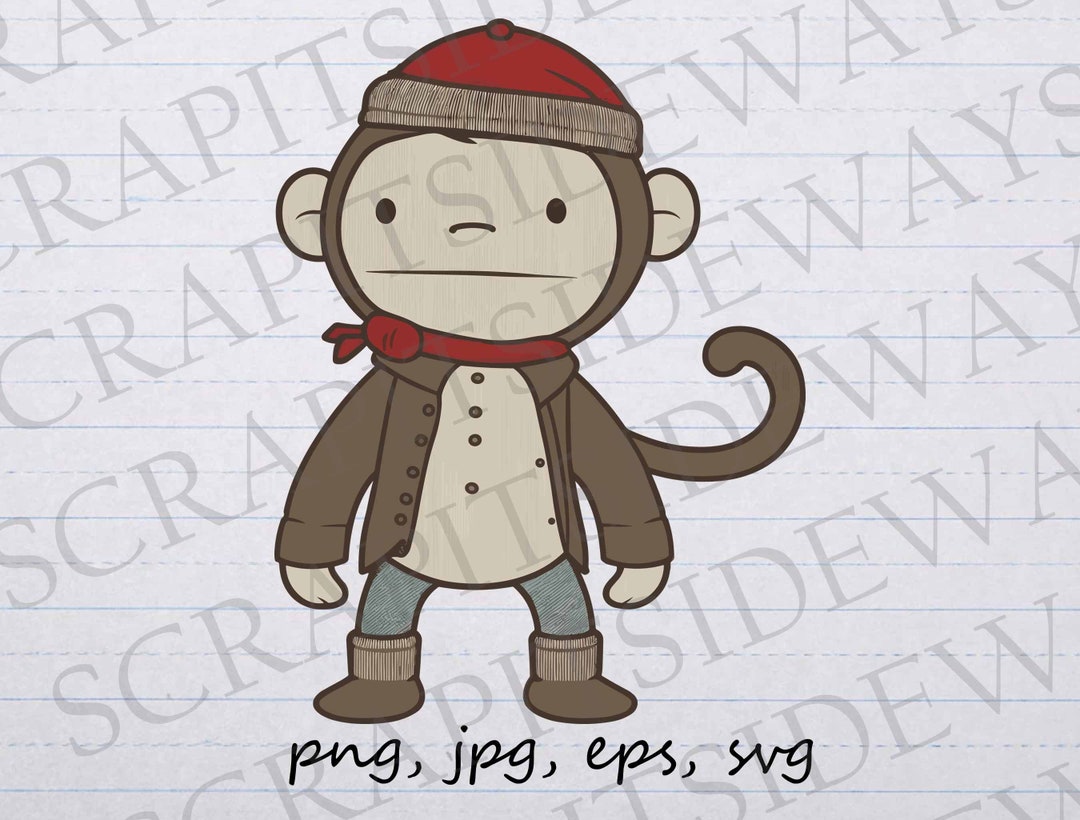 Sock Monkey Clip Art Clipart Vector Graphic Svg Png Jpg Eps, Chimp ...