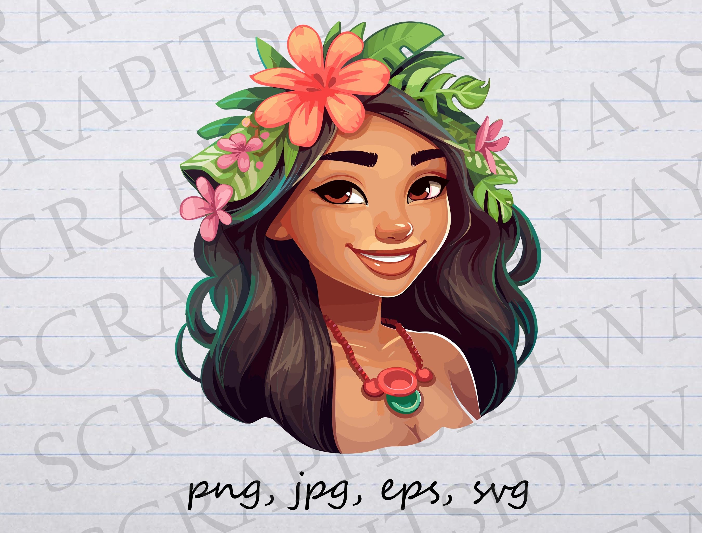 Cute Hawaiian Girl Clipart Vector Graphic Svg Png Jpg Eps - Etsy