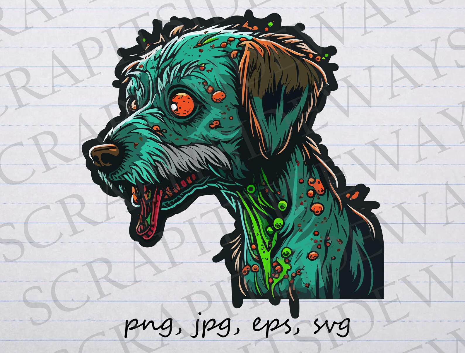 Zombie Dog Clipart Vector Graphic Svg Png Jpg Eps Creepy Puppy ...
