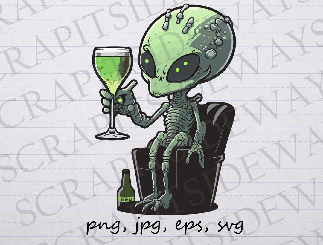 Alien Having Cocktails Clipart Vector Graphic Svg Png Jpg Eps Alien ...