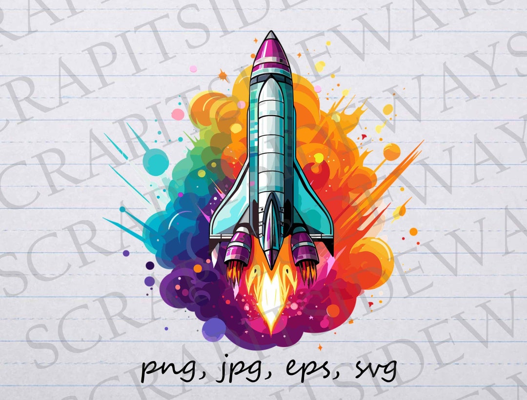 Rainbow Space Shuttle Clip Art Clipart Vector Graphic Svg Png Jpg Eps ...