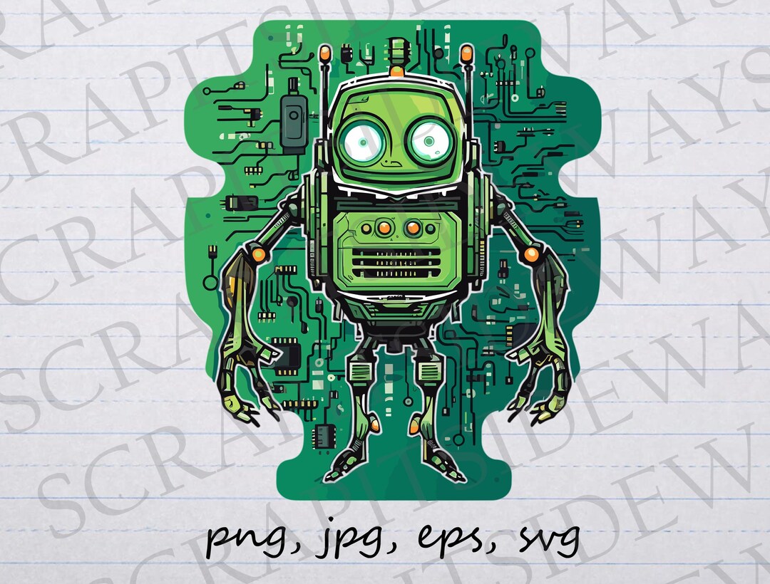 Cute Circuit Robot Clipart Vector Graphic Svg Png Jpg Eps Sticker ...