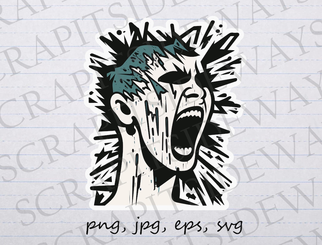 Scary Screaming Man Clip Art Clipart Vector Graphic Svg Png Jpg Eps ...