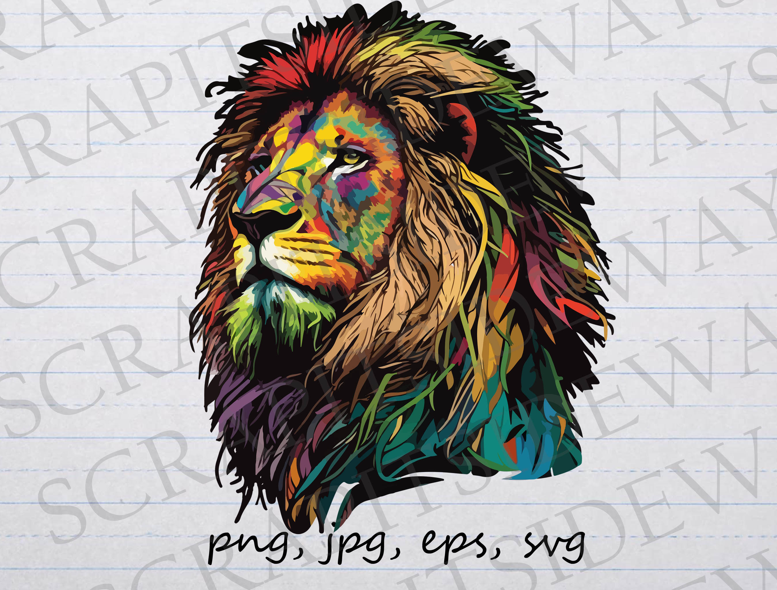 Colorful Lion Clipart Vector Graphic Svg Png Jpg Eps Majestic Lion ...