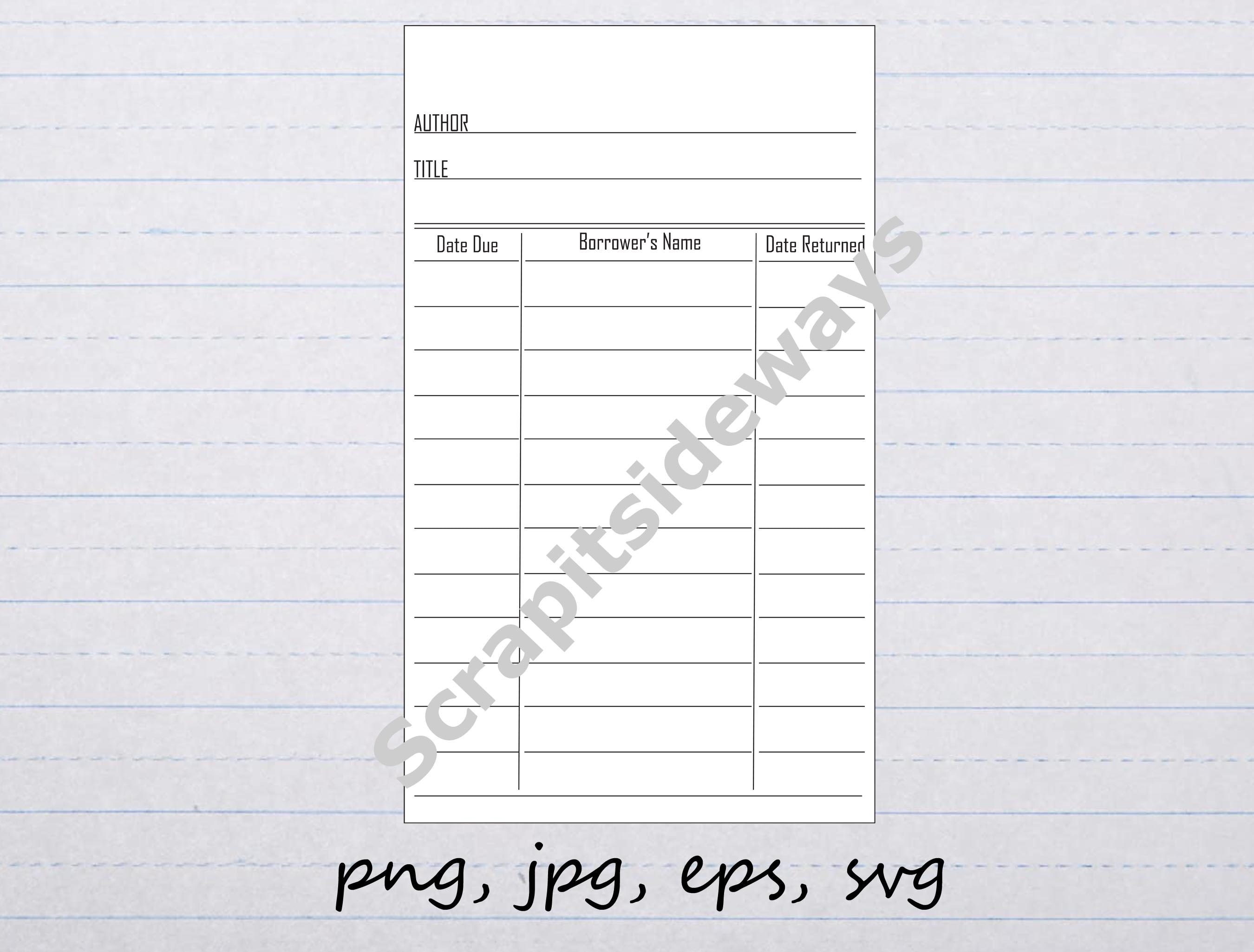 Library Card Clipart Vector Graphic Digital Stamp Svg Png Jpg - Etsy