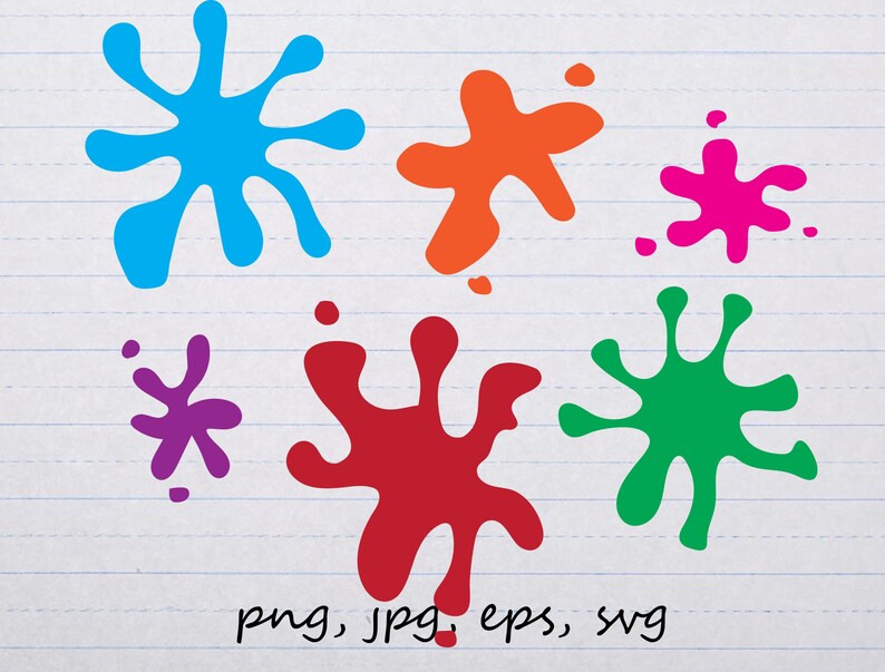 Lot of 6 Paint Splatters Clipart Vector Graphics and Elements - Etsy