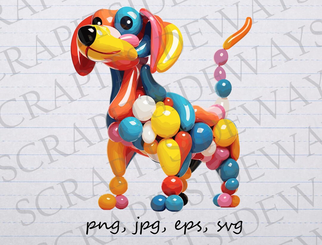 Balloon Animal Dog Clipart Vector Graphic Svg Png Jpg Eps Sticker ...