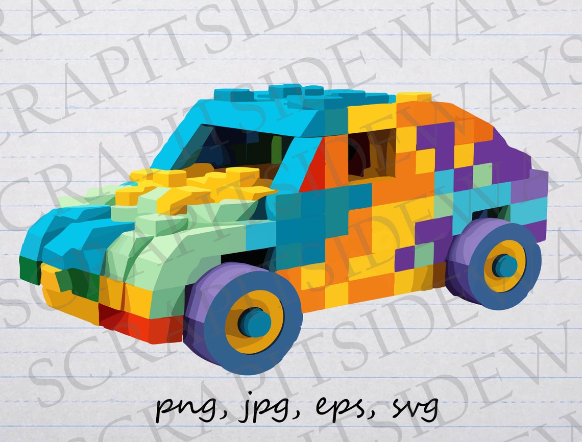 Toy Brick Car Clipart Vector Graphic Svg Png Jpg Eps Building Blocks ...