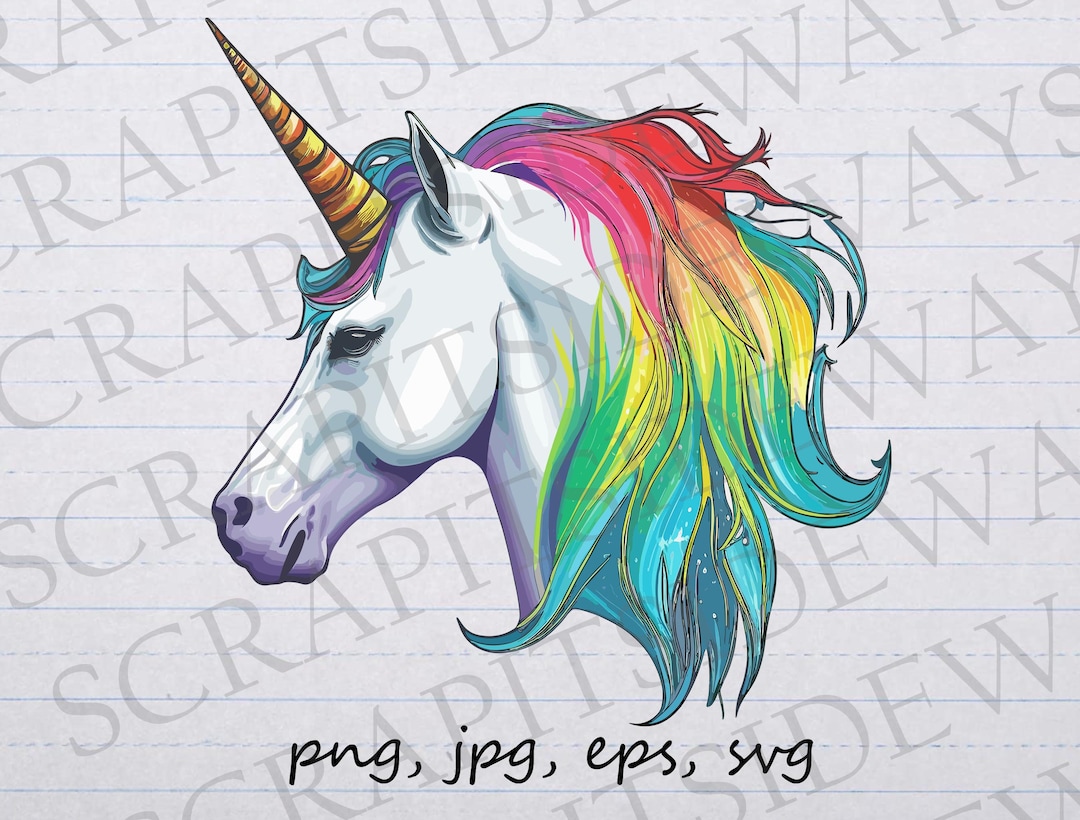 Rainbow Unicorn Head Clipart Vector Graphic Svg Png Jpg Eps Sticker ...