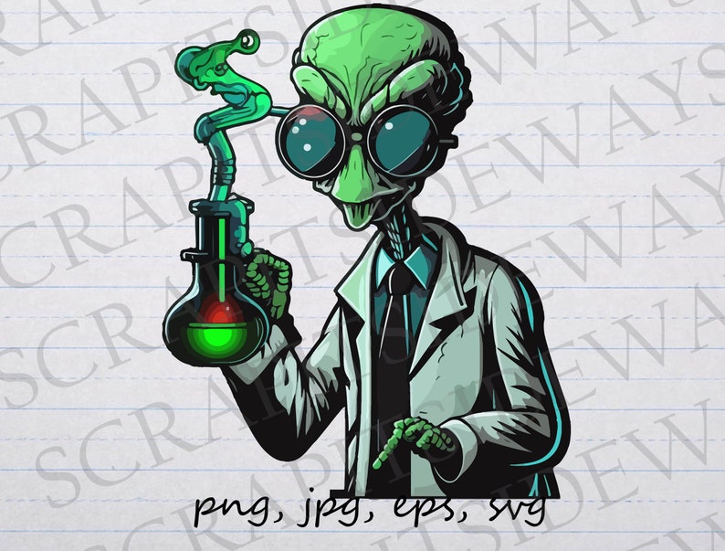 Scientist Alien Clipart Vector Graphic Svg Png Jpg Eps Cartoon Ufo ...