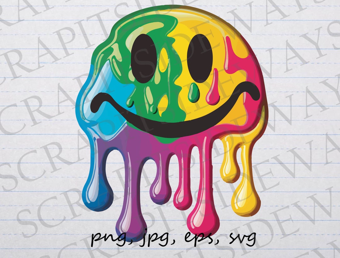 Melting Smiley Face Clipart Vector Graphic Svg Png Jpg Eps Trippy ...