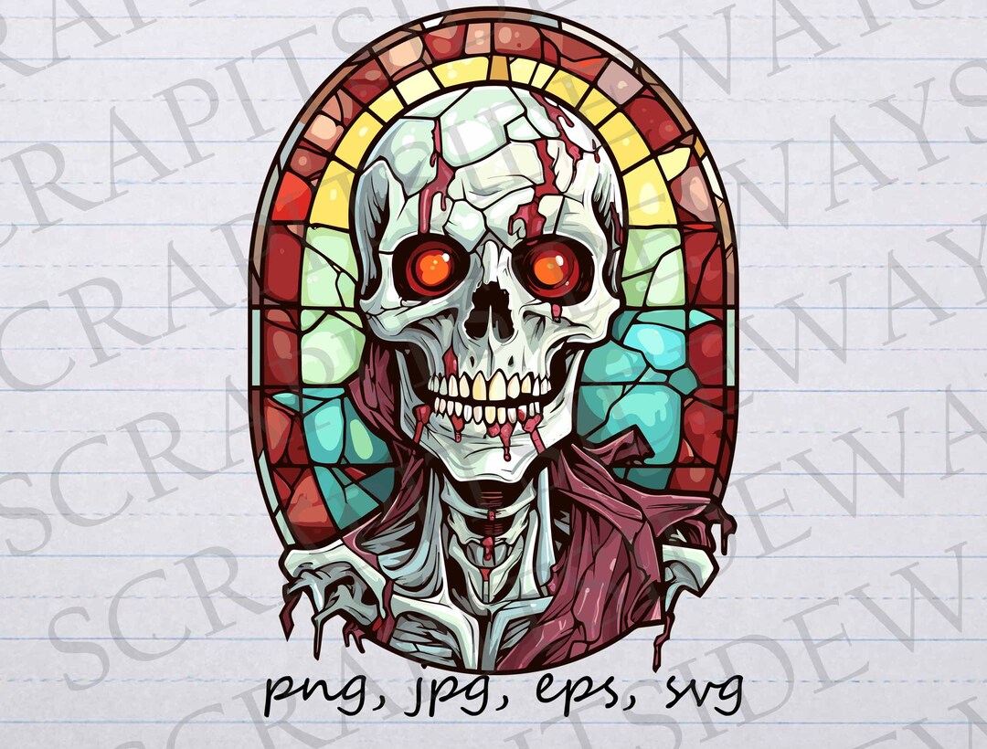 Stained Glass Zombie 1 Clip Art Clipart Vector Graphic Svg Png Jpg Eps ...