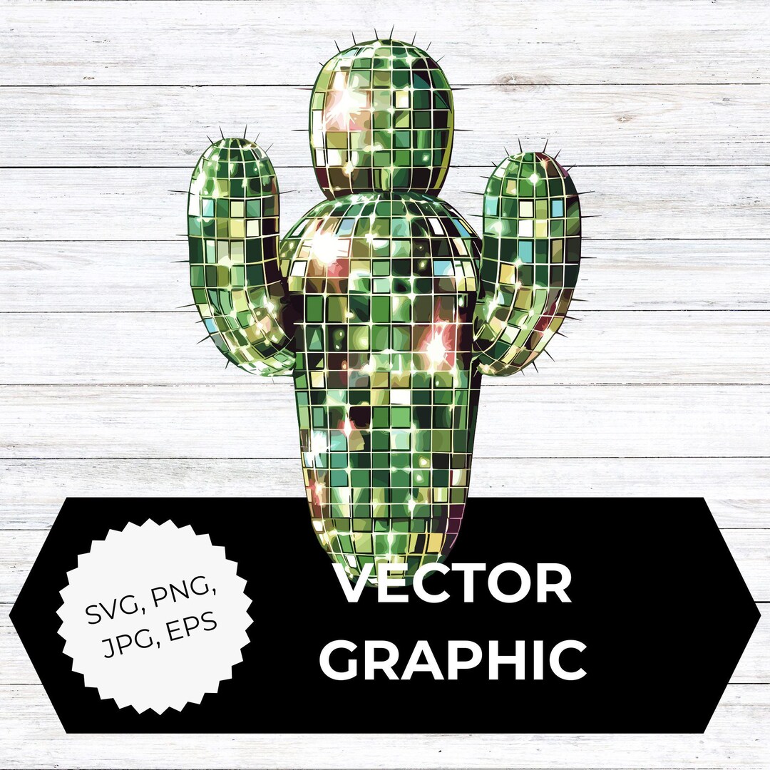 Disco Ball Cactus Clipart | Funky Retro Party Graphic | Svg Png Eps Jpg ...
