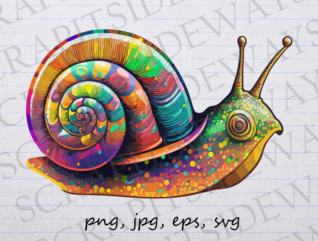 Colorful Snail Clipart Vector Graphic Svg Png Jpg Eps Psychedelic ...